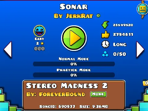 Geometry Dash Sonar No Hazards - Safe Rhythm Gameplay